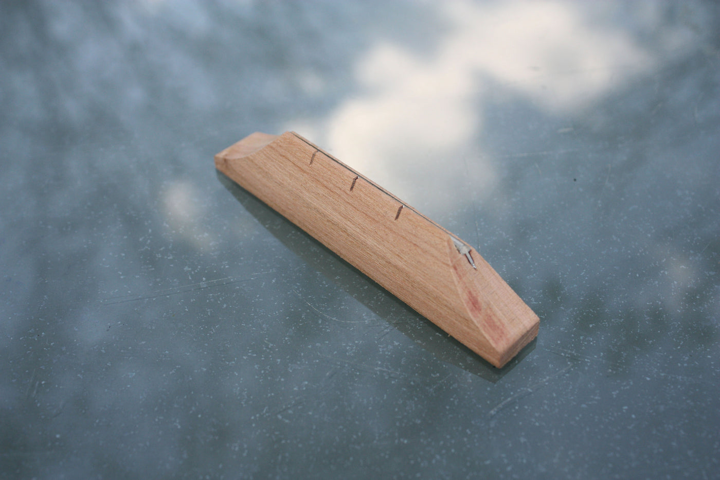 Cherry fretwire/ spring spacer bridge for 3 string cigar box guitar ...